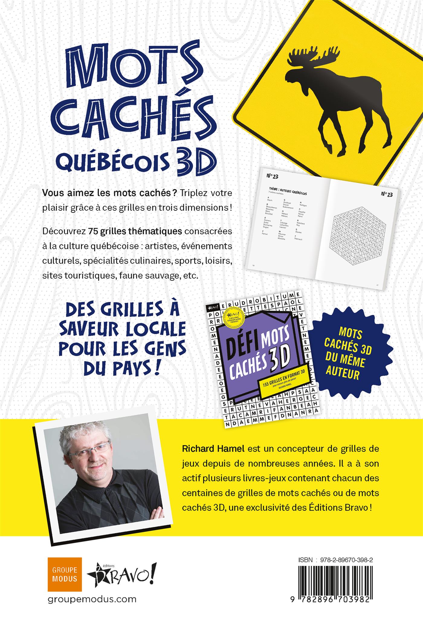 Livre Mots cachés québécois 3D - 75 grilles thématiques en format 3D ...
