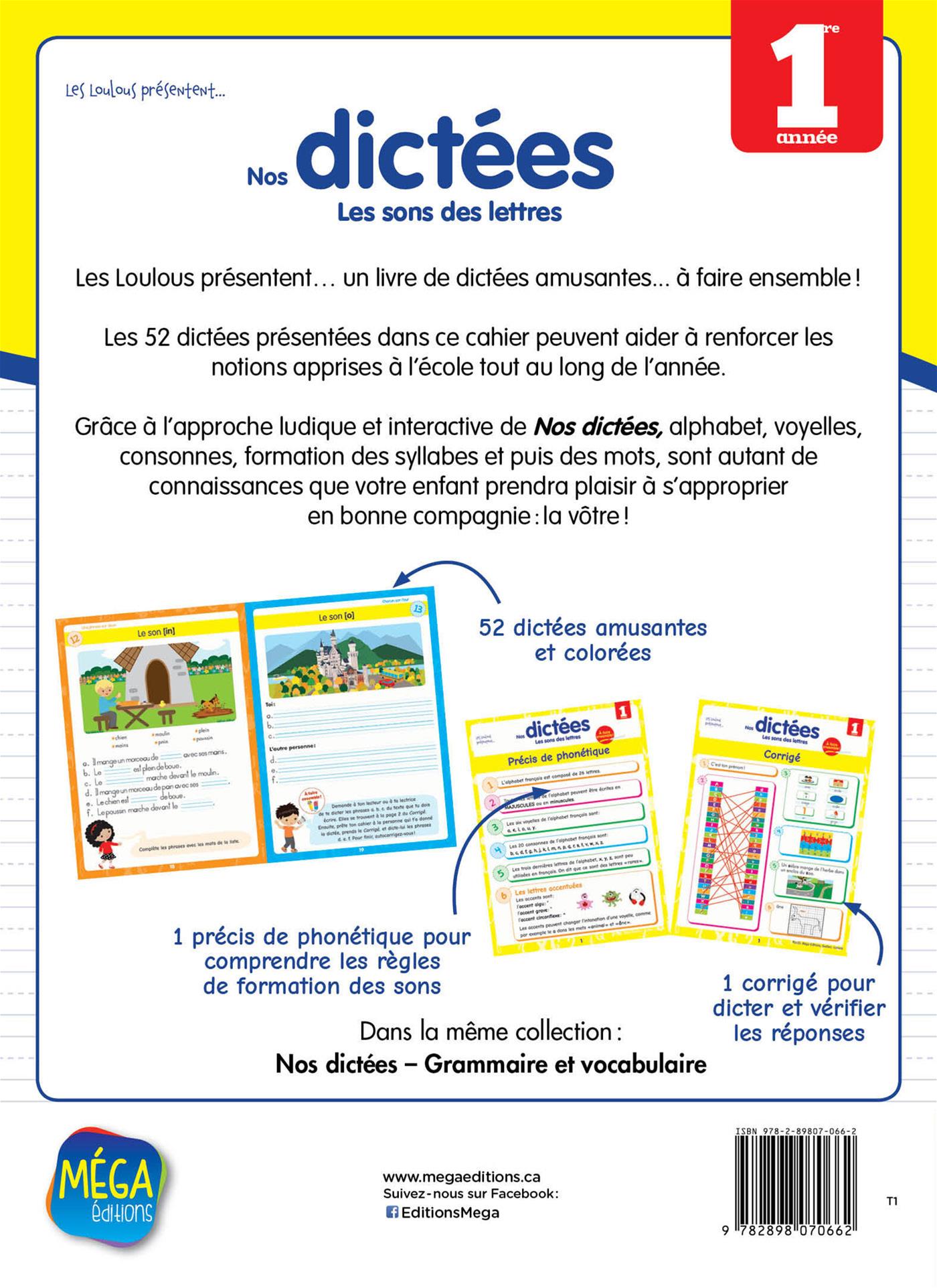 Livre Nos dictées - Les sons et les lettres - 1re année | Messageries ADP